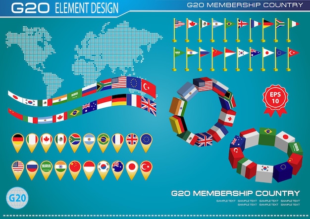 Vibrant global flags and map design for G20 membership | Jiffy Designs