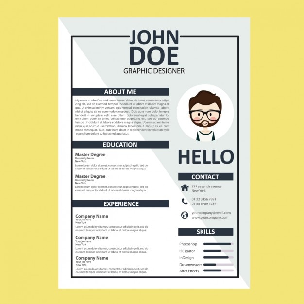 Stylish Resume Design with Illustrated Portrait and Personal Details ...