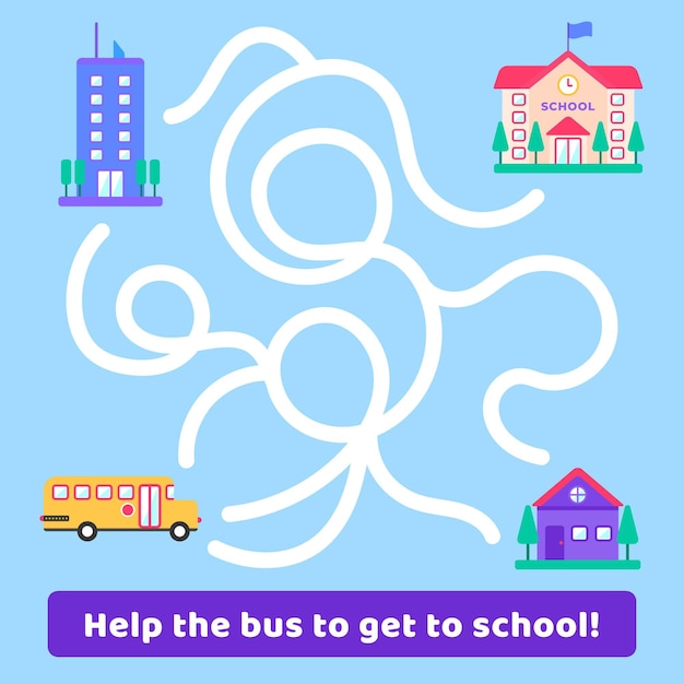 Colorful Maze Guides Bus to School | Jiffy Designs