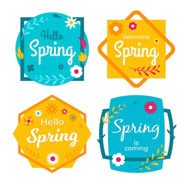 Vibrant Spring-Themed Floral Badges and Emblems Collection | Jiffy Designs