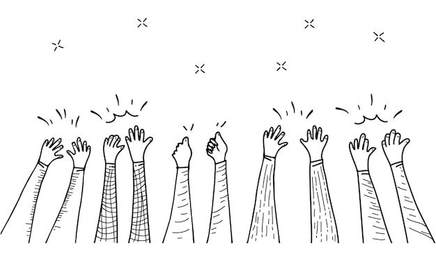 Hands Raised in Celebration and Applause with Doodle Stars | Jiffy Designs