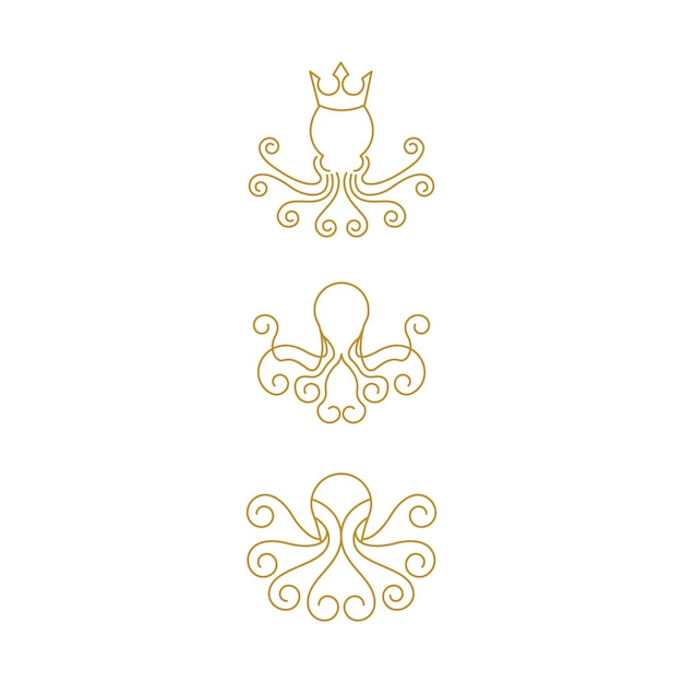 Elegant Golden Octopus Emblems for Versatile Branding | Jiffy Designs