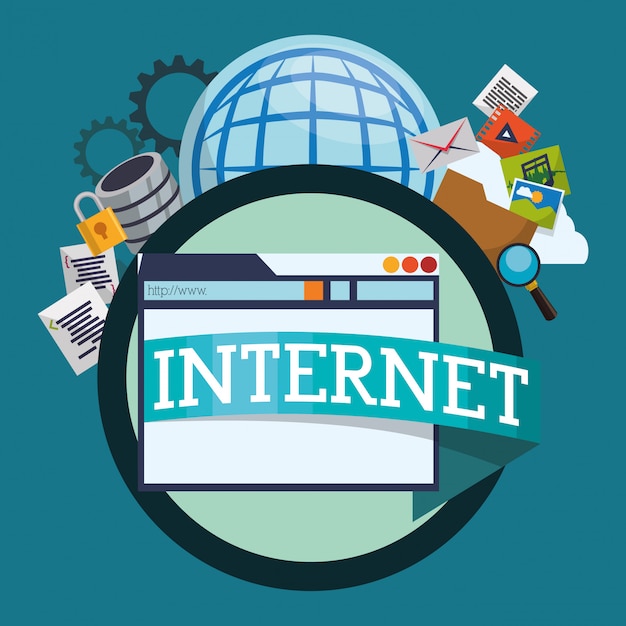 Vibrant Internet Concept Illustration with Globe and Digital Elements ...