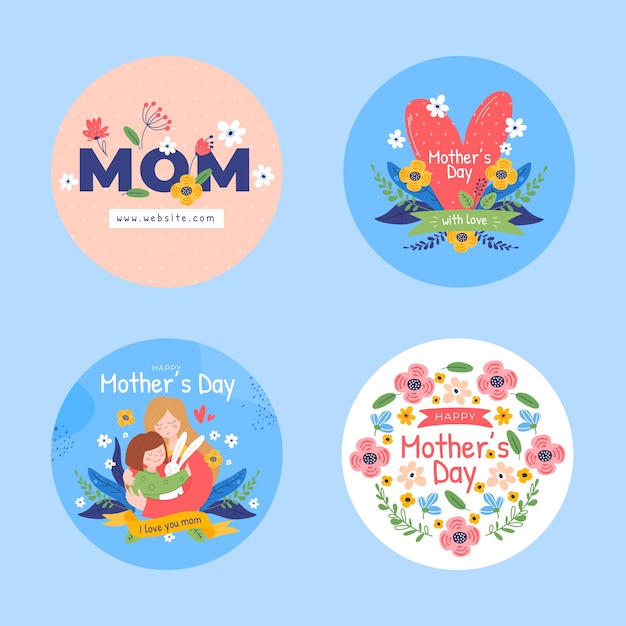 Vibrant Mother's Day Emblem Collection with Floral Accents | Jiffy Designs