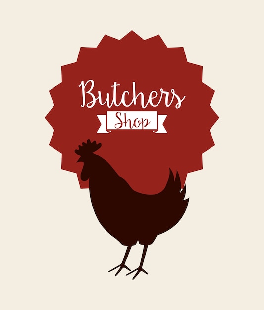 Vintage-Style Butcher Shop Logo with Rooster Illustration | Jiffy Designs