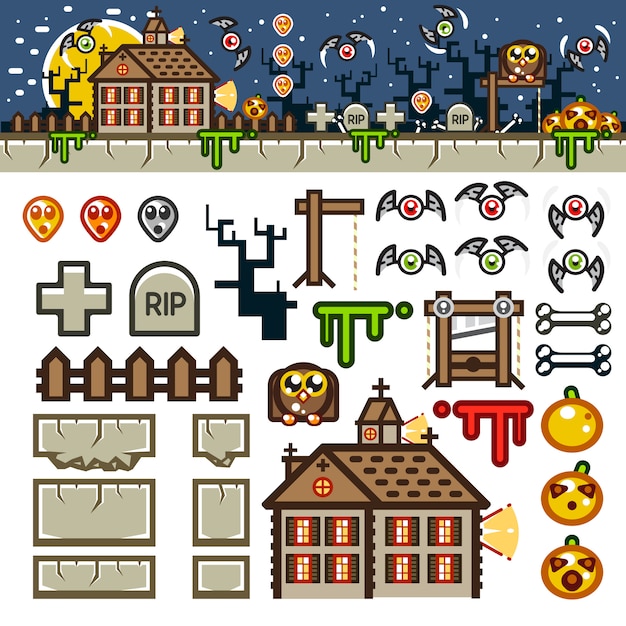 Spooky Halloween Symbols and Haunted House Collection | Jiffy Designs