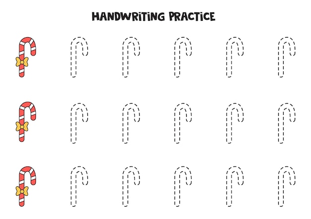 Charming Candy Cane Handwriting Practice Worksheet | Jiffy Designs