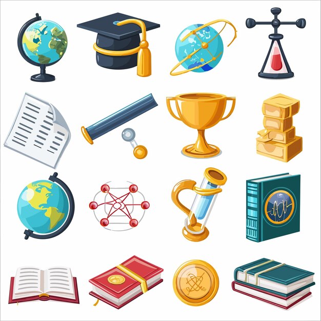 Diverse Educational Icons Depicting Learning and Achievement | Jiffy ...