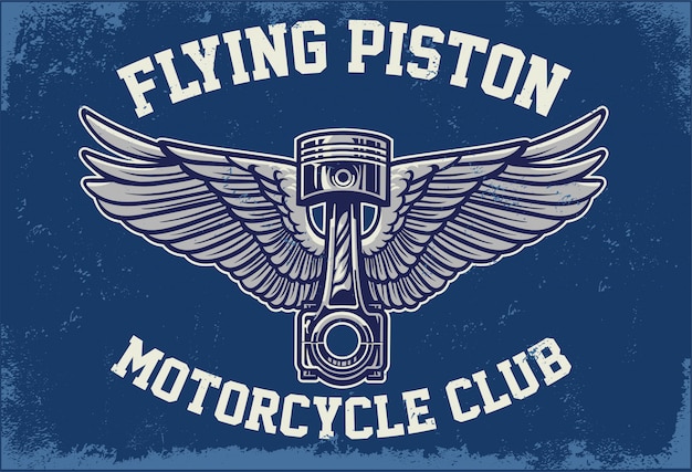 Vintage Winged Motorcycle Emblem with Bold Text on Navy | Jiffy Designs