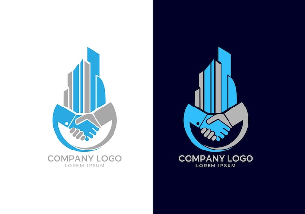 Collaborative Handshake with Towering Skyscrapers Logo | Jiffy Designs