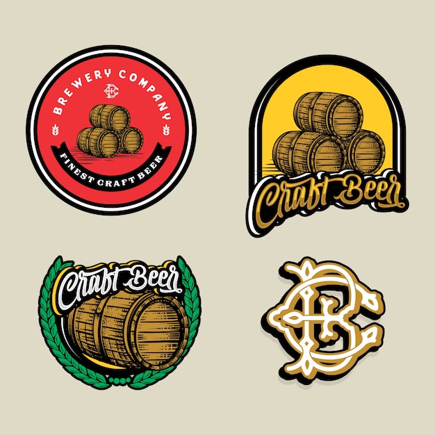 Vibrant Craft Beer Emblem Collection with Barrels and Logos | Jiffy Designs