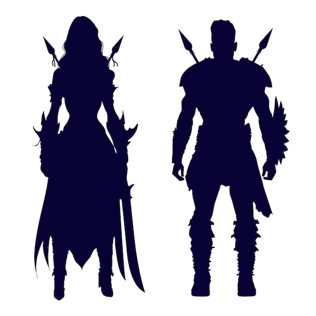 Mysterious Warrior Duo in Striking Silhouette Pose | Jiffy Designs