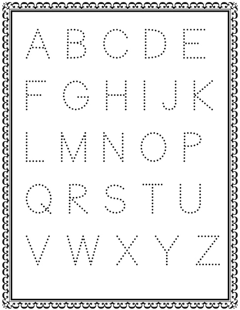 Dotted Alphabet Letters in Decorative Border Design | Jiffy Designs