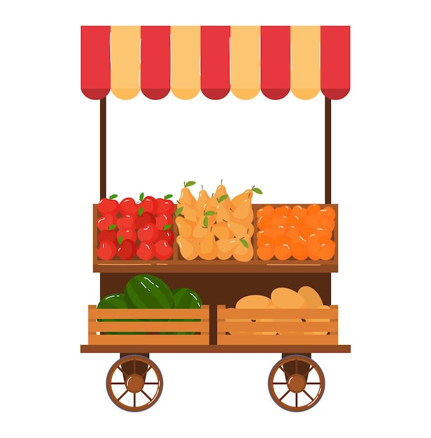 Vibrant Produce Cart Showcasing Fresh Fruits and Vegetables | Jiffy Designs