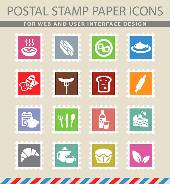 Vibrant Collection of Postal Stamp-Inspired Icons for Web and UI Design ...