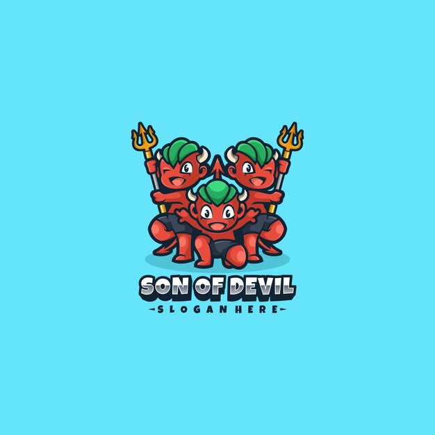 Mischievous Duo: The Son of Devil Mascot Design | Jiffy Designs