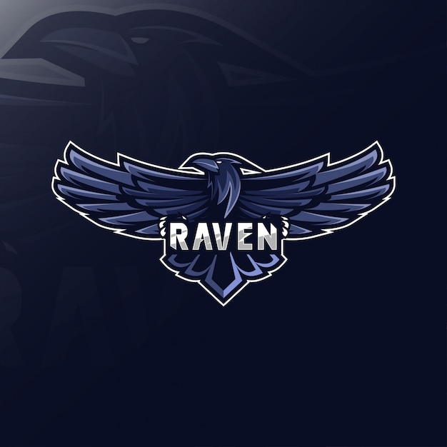 Majestic Raven Emblem with Outstretched Wings | Jiffy Designs