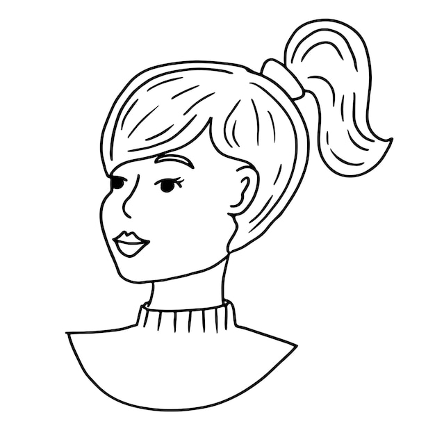 Charming Cartoon Girl with Stylized Updo Hairstyle | Jiffy Designs