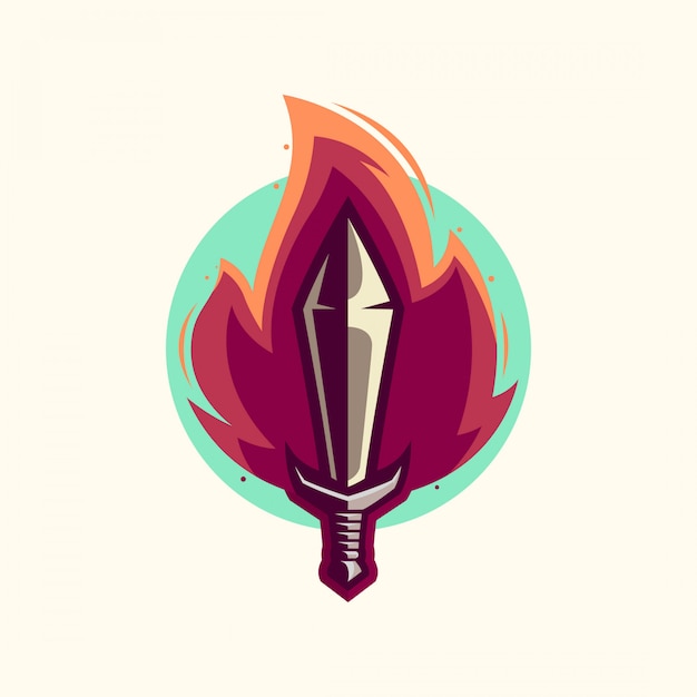 Vibrant Flame-Inspired Sword Emblem | Jiffy Designs