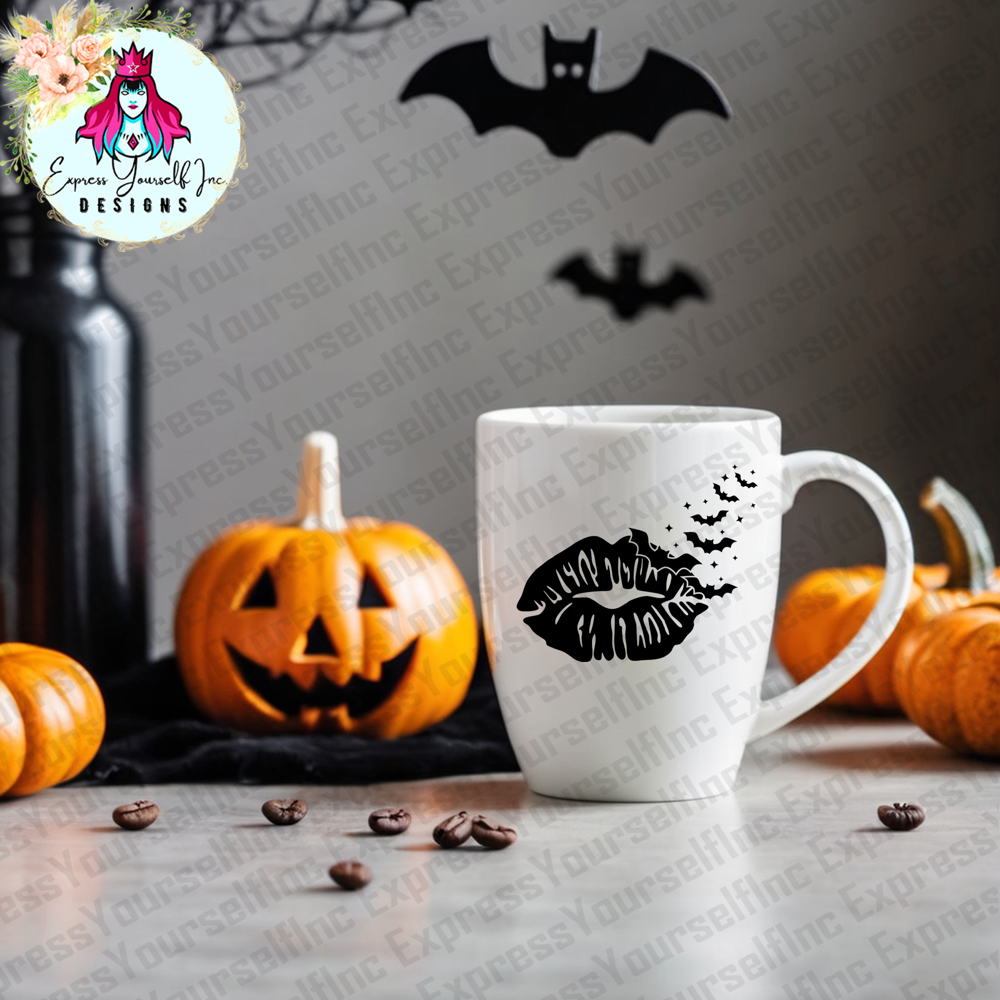 Bats Lips Halloween svg, Halloween Lips svg, Halloween Bats svg, Spooky ...