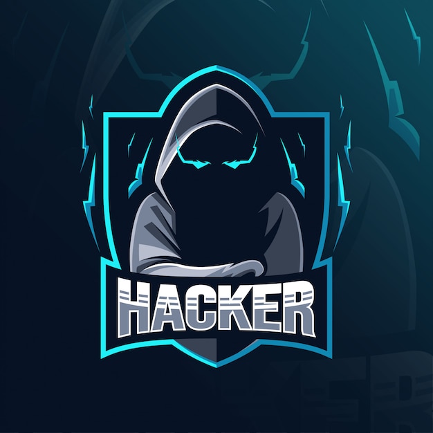 Mysterious Hacker Silhouette in Neon-Lit Cyber Shield | Jiffy Designs