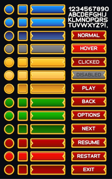 Vibrant Game UI Elements with Retro Color Palette | Jiffy Designs