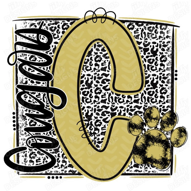 'Cougar' Stylized Letter C with Animal Print and Paw Embellishment ...