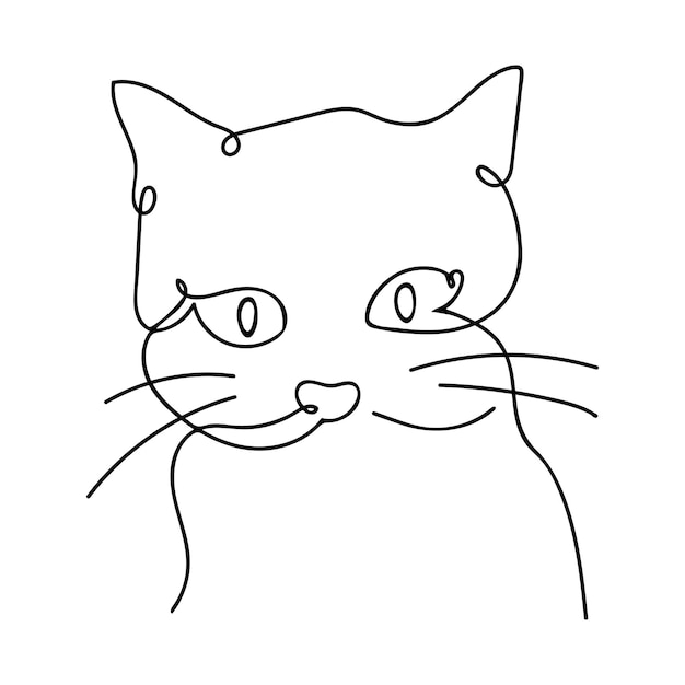 Whimsical Feline Face: A Playful Line Art Portrait | Jiffy Designs