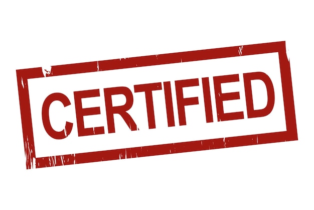 Bold Red 'Certified' Stamp on White Background | Jiffy Designs