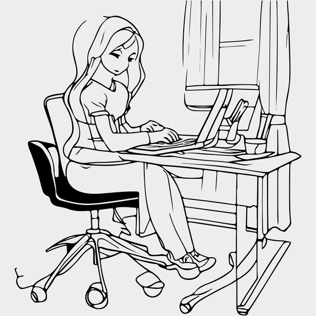 Young Woman Intently Typing at Her Desk in Workspace | Jiffy Designs