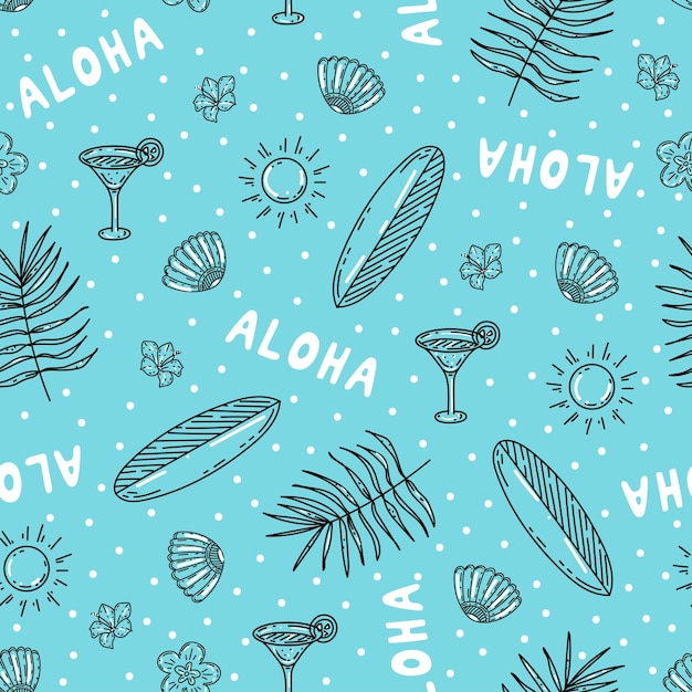 Vibrant Hawaiian-Inspired Seamless Pattern with Aloha Motifs | Jiffy ...