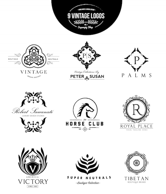 Intricate Monochrome Vintage Logo and Emblem Collection | Jiffy Designs