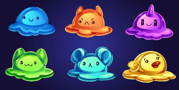 Vibrant Collection of Whimsical Cartoon Jelly Creatures | Jiffy Designs