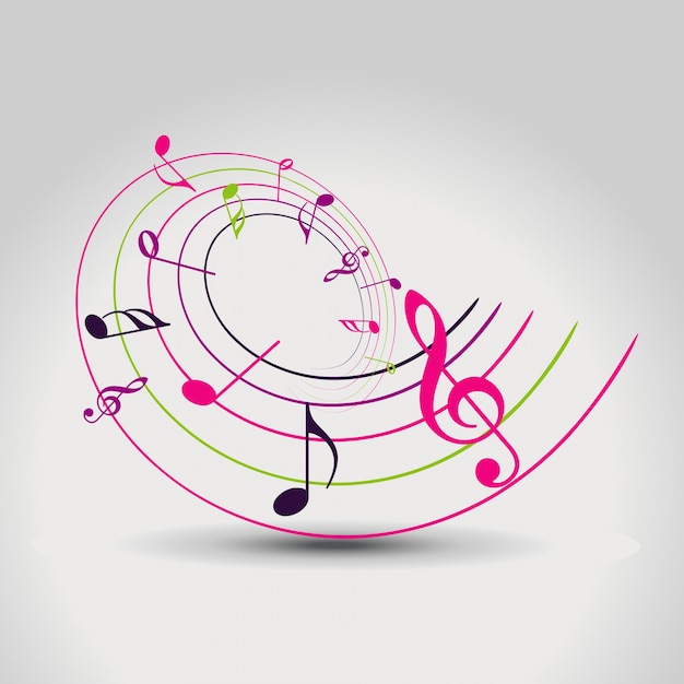 Vibrant Musical Swirl with Flowing Notes and Symbols | Jiffy Designs