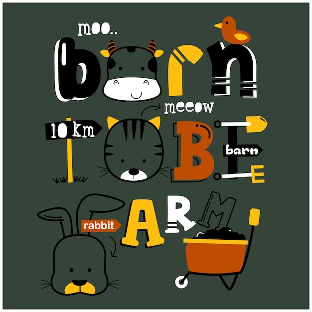Charming Farm Animals Illustrated in Playful Typography | Jiffy Designs