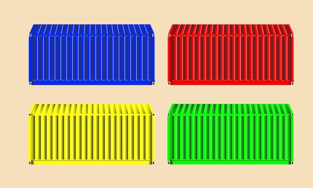 Vibrant Cargo Containers in Primary Colors on Tan Background | Jiffy ...