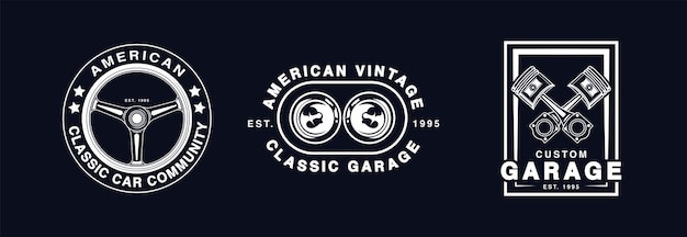 Vintage Garage Logos with Retro Car Parts and Emblems | Jiffy Designs