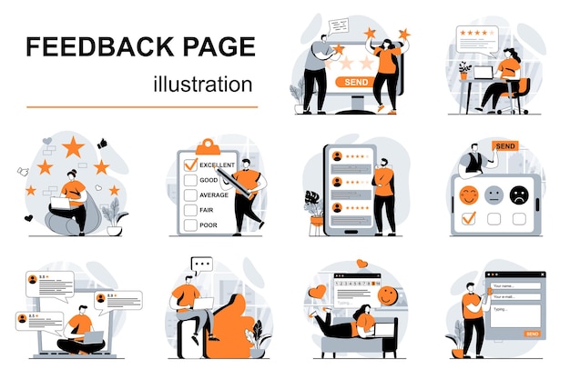 Vibrant Feedback Illustrations Showcasing User Engagement Dynamics ...