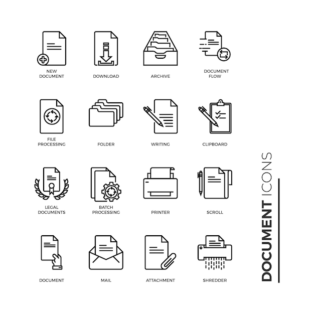 Diverse Document Icons Depicting Office File Management | Jiffy Designs