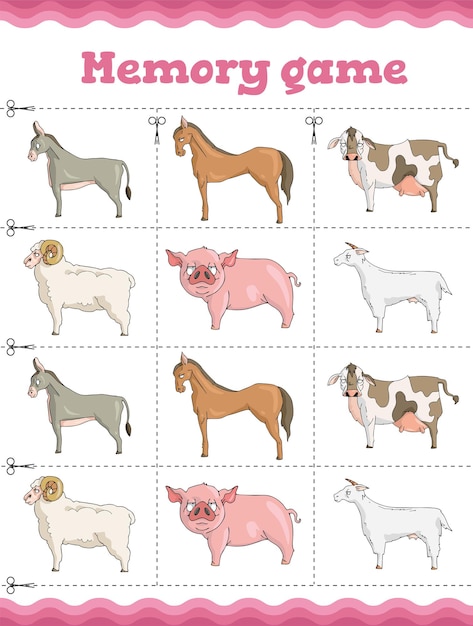 Charming Farm Animal Memory Game with Diverse Livestock | Jiffy Designs