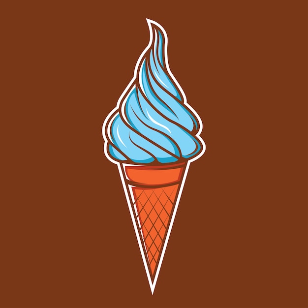 Stylized Ice Cream Cone with Swirling Blue Soft Serve | Jiffy Designs