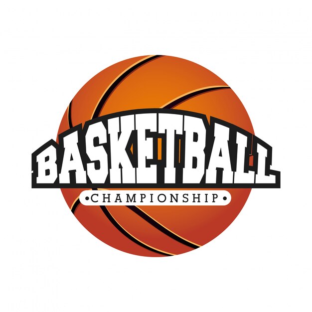 Vibrant Basketball Championship Emblem with Textured Leather Ball ...