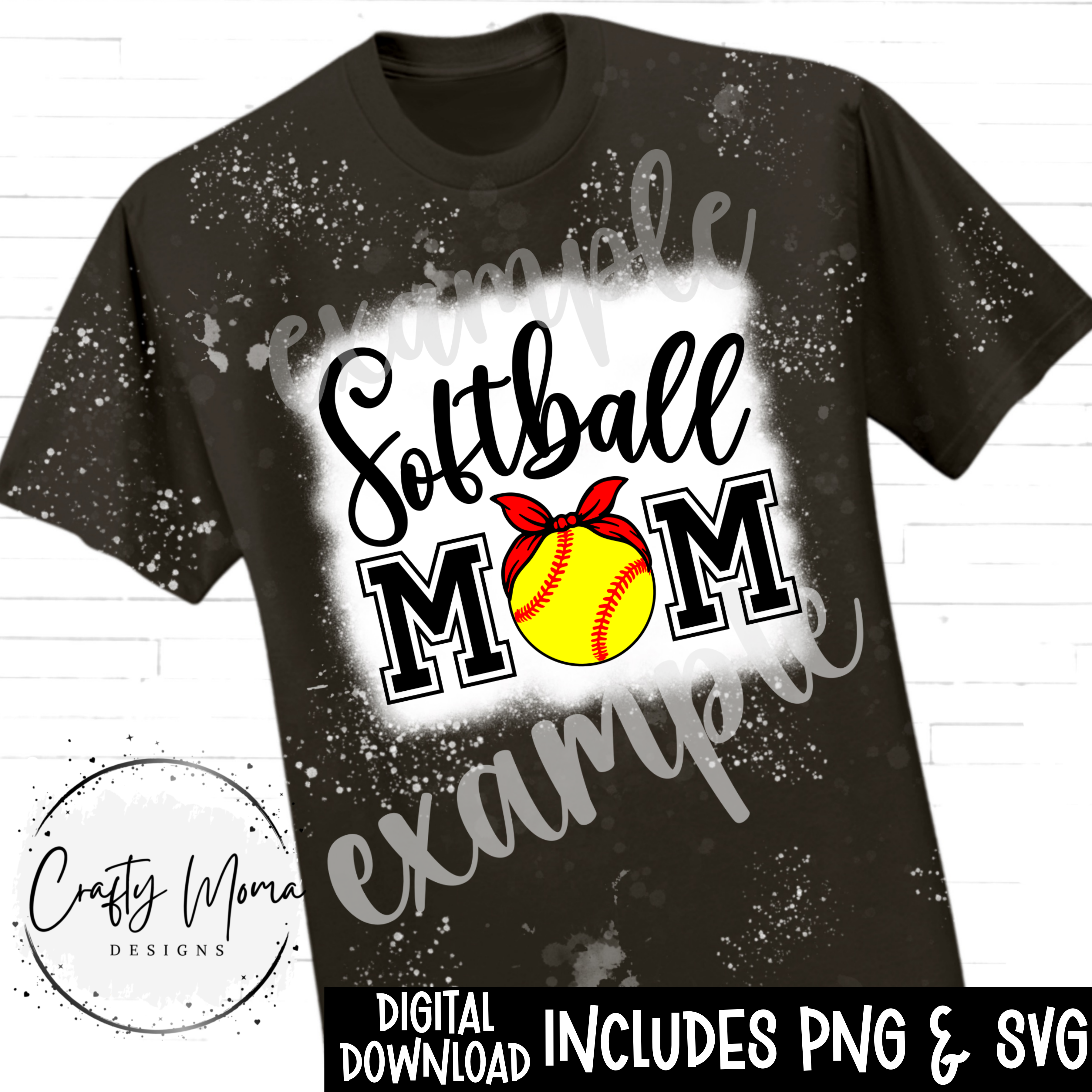 'Softball Mom' Stylized Script with Vibrant Yellow Ball and Red Bandana ...