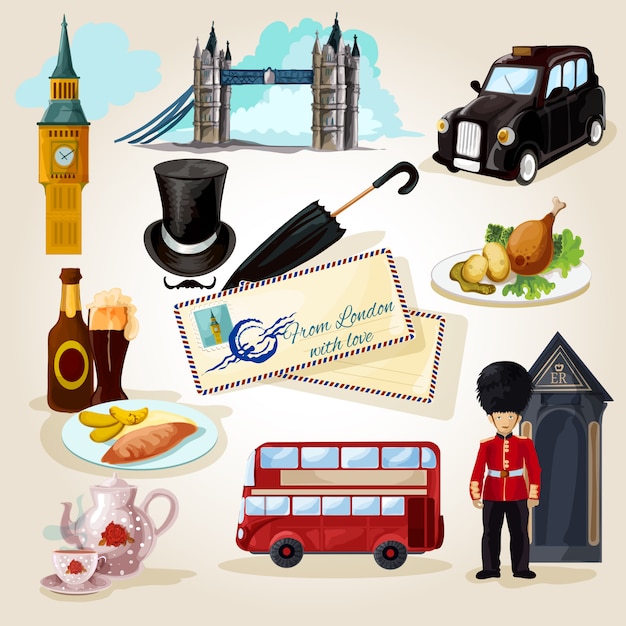 Iconic London Symbols and Souvenirs Illustrated Collection | Jiffy Designs