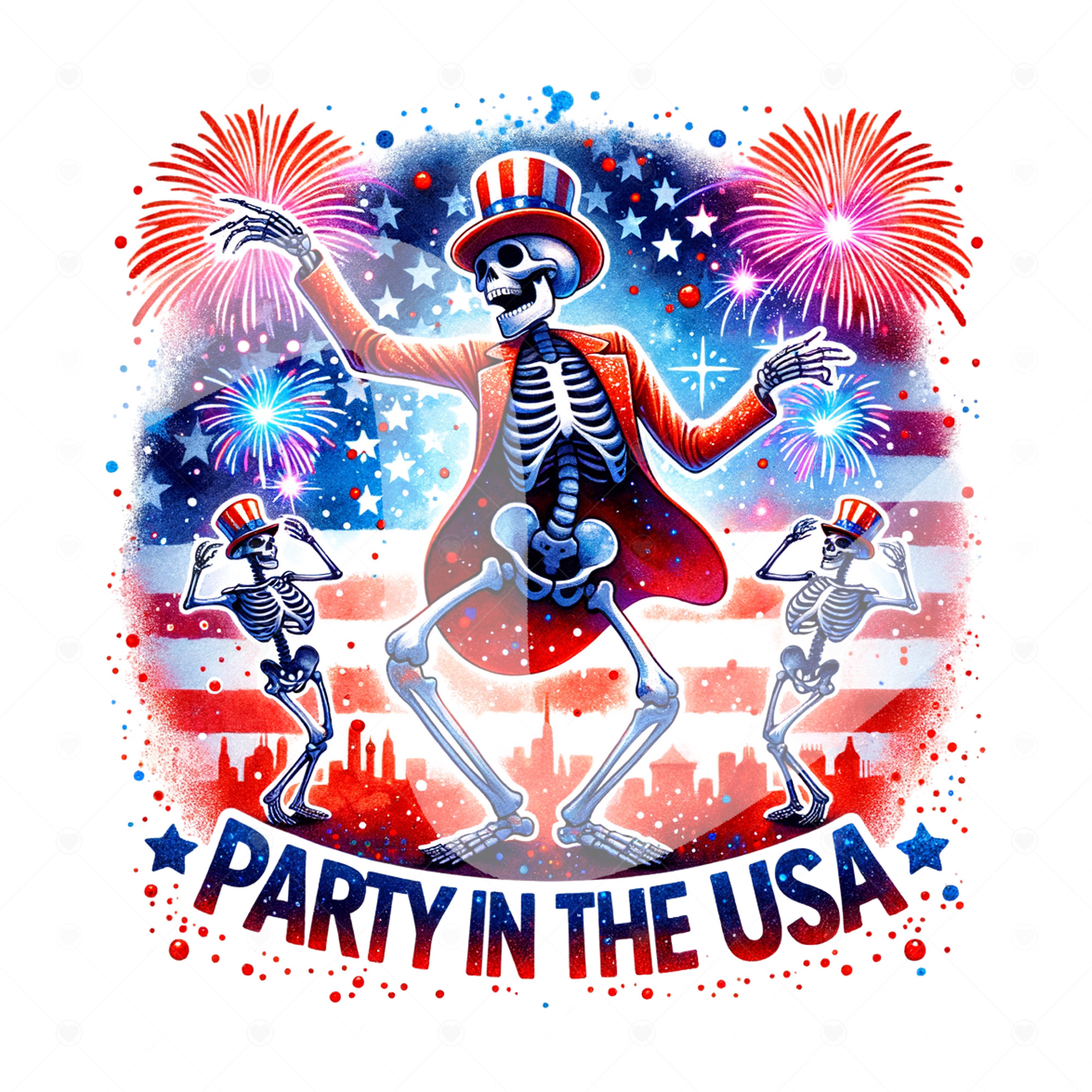 'Party in the USA' Patriotic Skeleton Dancing Amidst Fireworks and ...