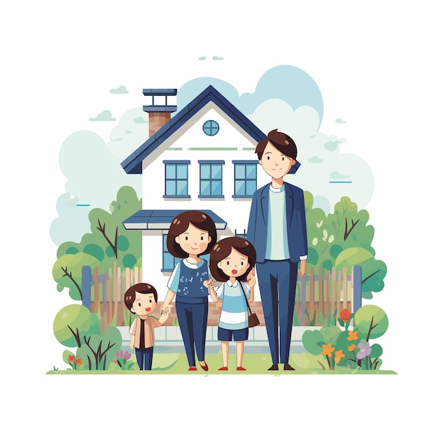 Charming Family Portrait in Front of Cozy Home | Jiffy Designs