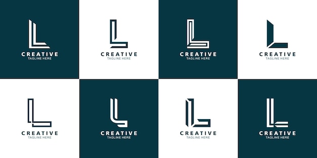 Minimalist Geometric L-Shaped Logo Designs in Teal and White | Jiffy ...