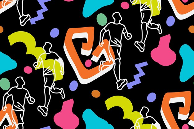 Vibrant Silhouette Runners on Dynamic Geometric Pattern | Jiffy Designs