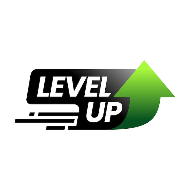 Sleek 'Level Up' Arrow Emblem with Vibrant Green Accent | Jiffy Designs