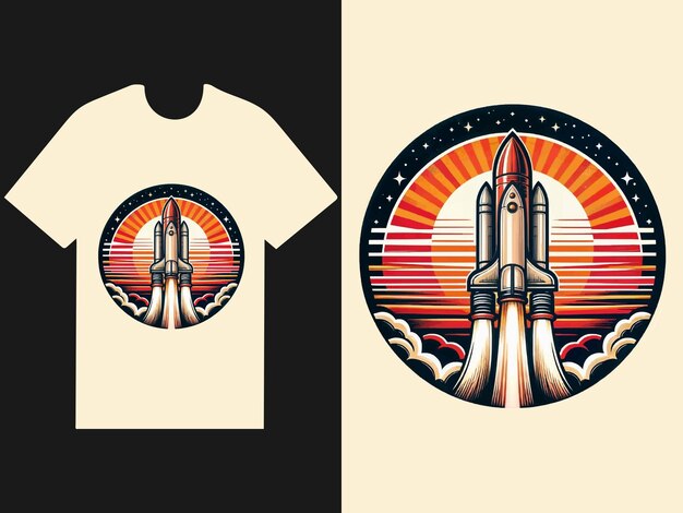 Retro Space Shuttle Liftoff Graphic for Apparel and Merchandise | Jiffy ...